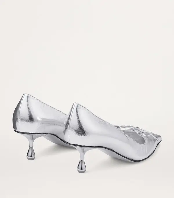 JIMMY CHOO Scarlett 50 Metallic Lambskin Lace Up Pumps - Silver