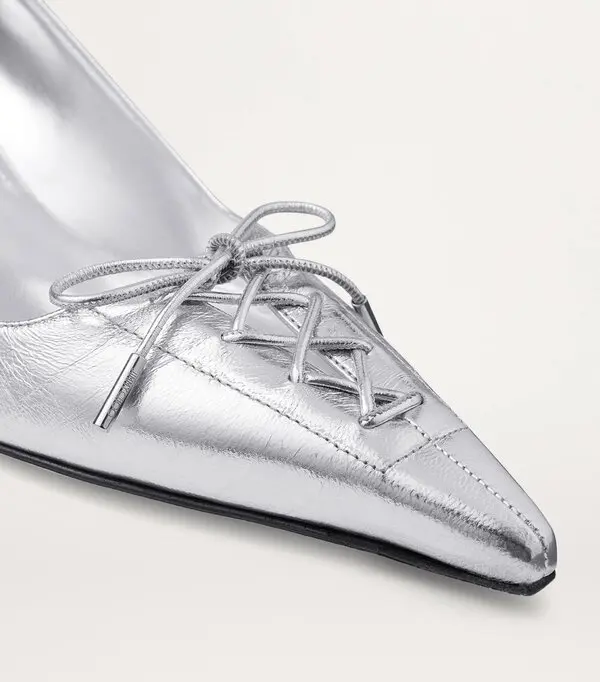 JIMMY CHOO Scarlett 50 Metallic Lambskin Lace Up Pumps - Silver