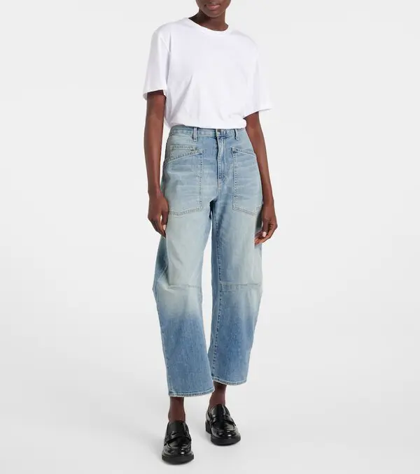 NILI LOTAN Shon High-rise Barrel-leg Jeans In Summer Wash - Blue
