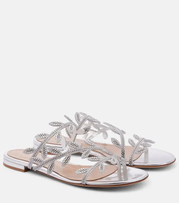 GIANVITO ROSSI Flavia Embellished Sandals - Silver