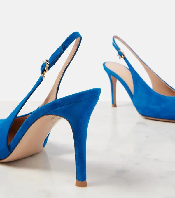 GIANVITO ROSSI Robbie Suede Slingback Pumps - Blue