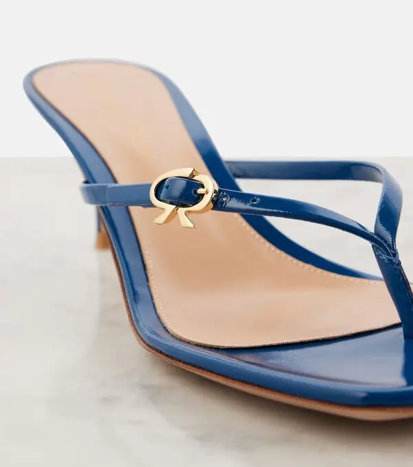 GIANVITO ROSSI Ribbon Patent Leather Thong Sandals