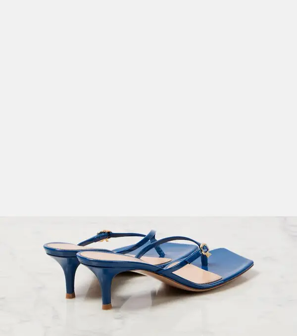 GIANVITO ROSSI Ribbon Patent Leather Thong Sandals