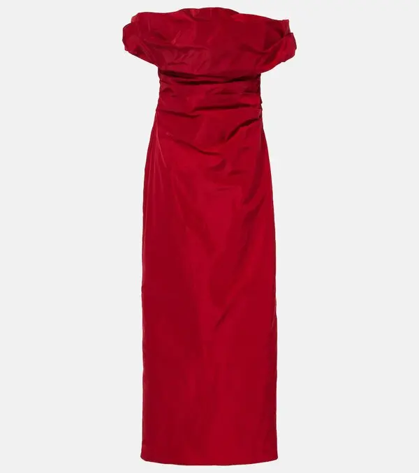 Staud Andrea Taffeta Midi Dress - Red