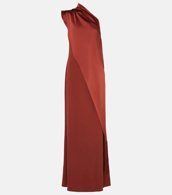 TALLER MARMO One-shoulder Gown With Fringing - Orange