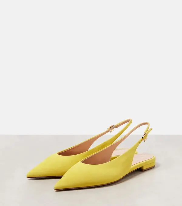 GIANVITO ROSSI Suede Pointed Toe Slingback Flats