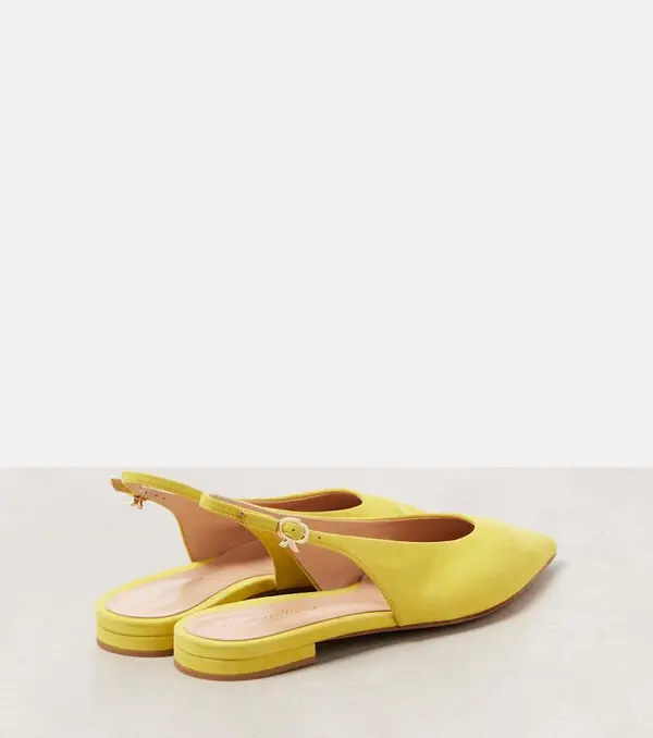 GIANVITO ROSSI Suede Pointed Toe Slingback Flats