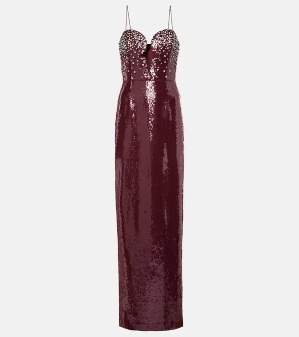 Rebecca Vallance Sequin Embellished Gown - Red
