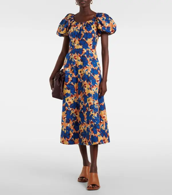 Ulla Johnson Imara Floral Cotton Poplin Midi Dress