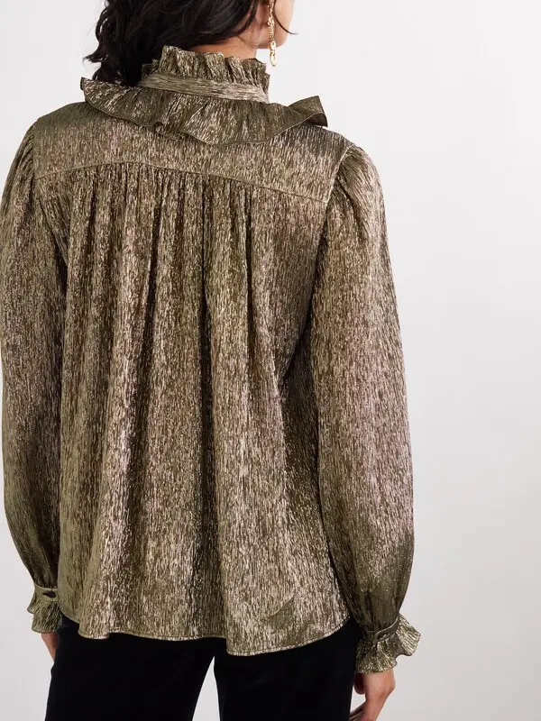 Chloé Pussy-bow Metallic Chiffon Blouse