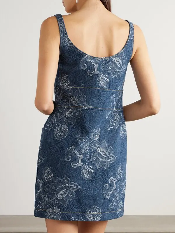 Etro Denim Jacquard Paisley Mini Dress