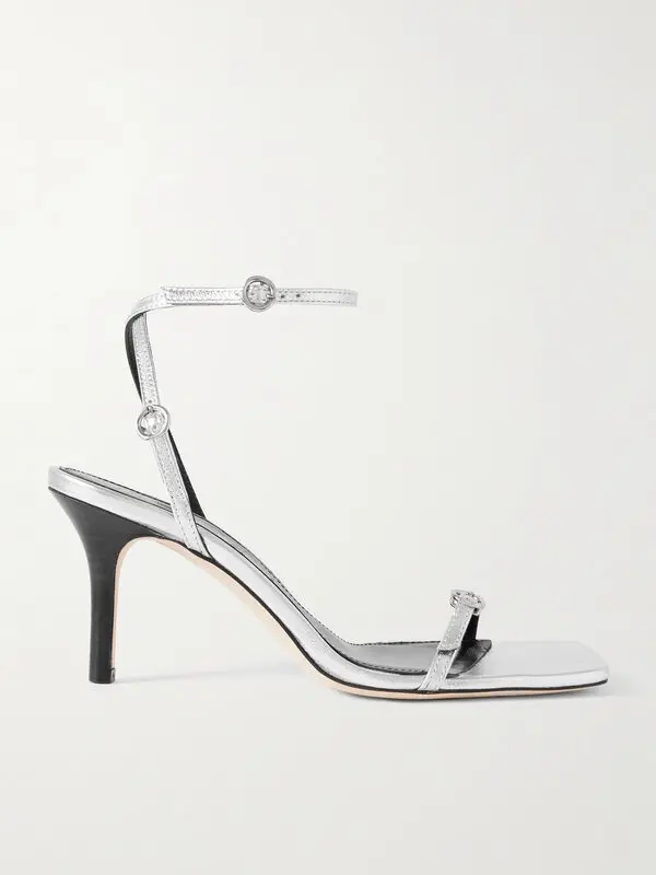 AeydĒ Hallie Metallic Leather Sandals - Silver