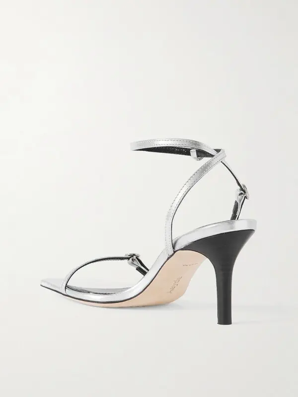 AeydĒ Hallie Metallic Leather Sandals - Silver