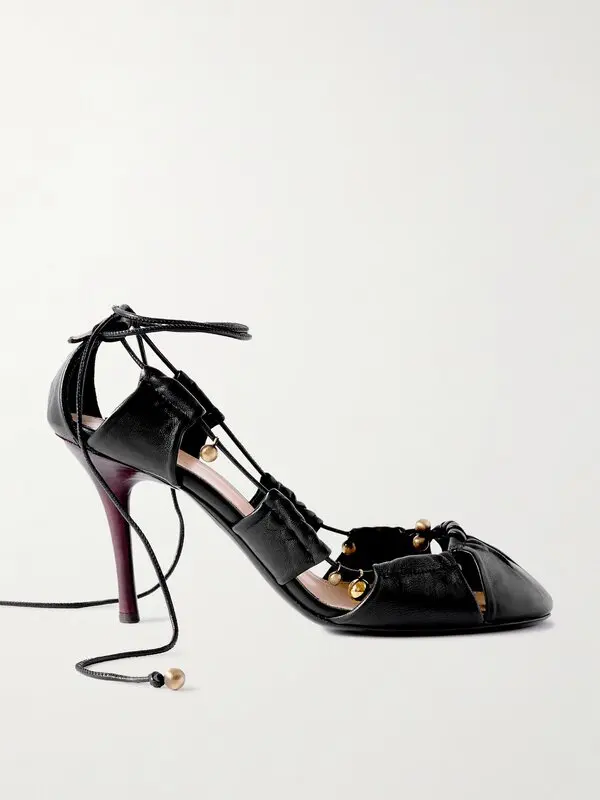Chloé Embellished Cut Out Leather Pumps - Black