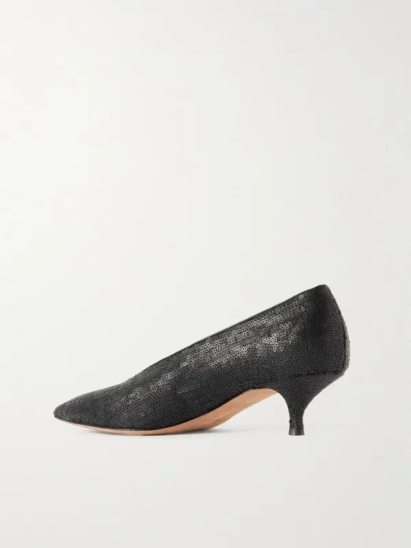 EMME PARSONS Veneto Sequined Leather Kitten Heel Pumps