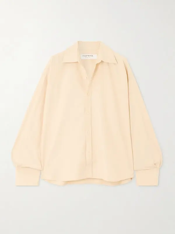 Carven Oversized Silk-habotai Shirt - Neutrals