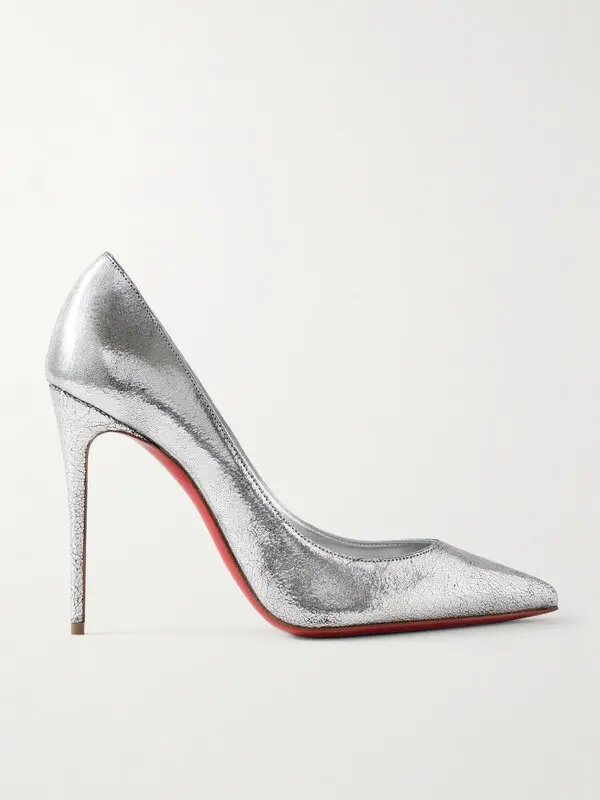 CHRISTIAN LOUBOUTIN Kate 100 Metallic Cracked-leather Pumps