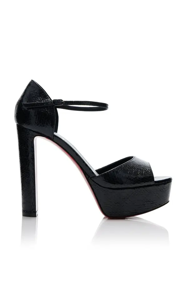 CHRISTIAN LOUBOUTIN Sandaloo 130mm Patent Leather Platform Sandals - Black