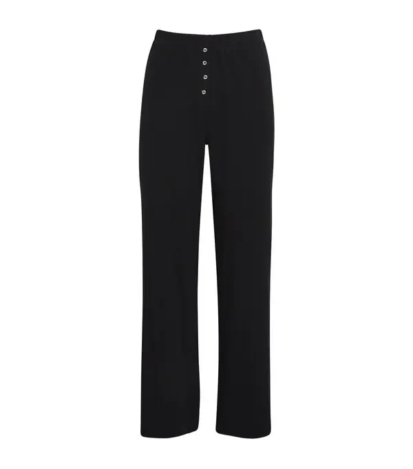LESET Cotton Pointelle Lounge Trousers - Black