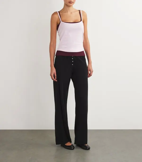 LESET Cotton Pointelle Lounge Trousers - Black