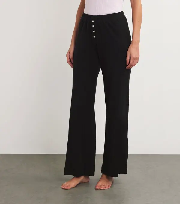 LESET Cotton Pointelle Lounge Trousers - Black
