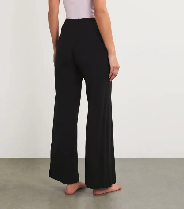 LESET Cotton Pointelle Lounge Trousers - Black