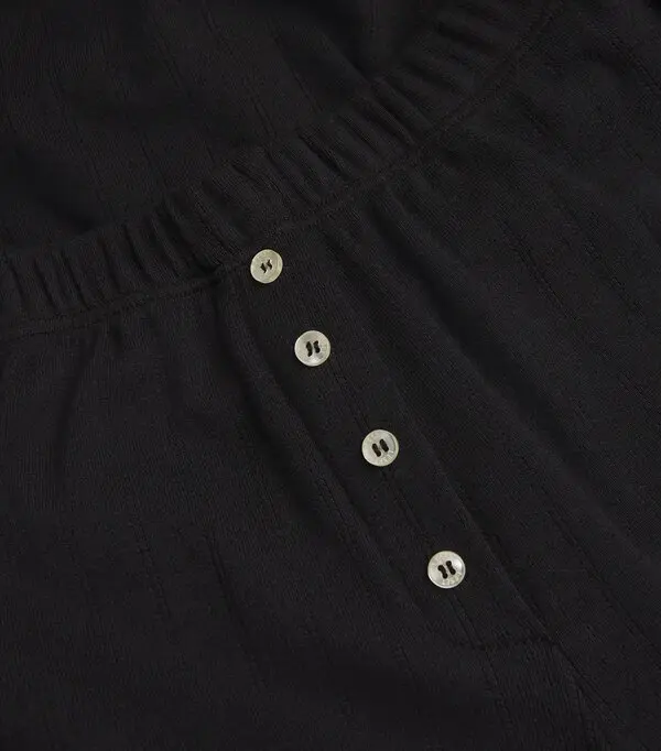 LESET Cotton Pointelle Lounge Trousers - Black