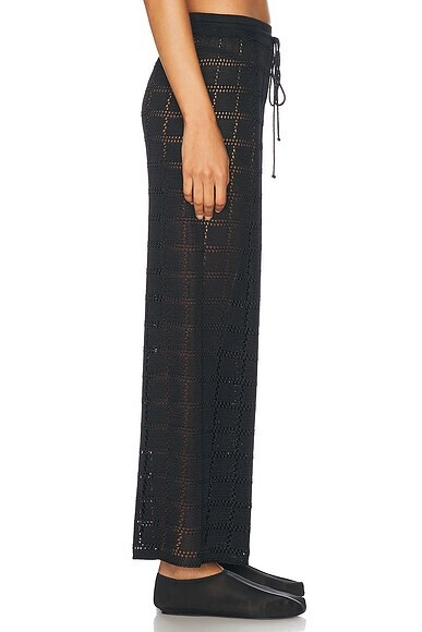 Calle Del Mar Patchwork Knit Wide Leg Trousers - Black