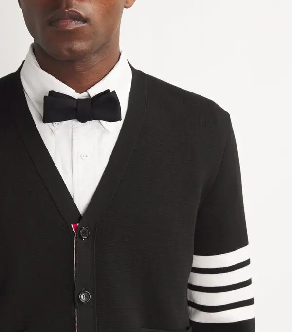 Thom Browne Milano-stitch V-neck Cardigan With Four-bar Detail