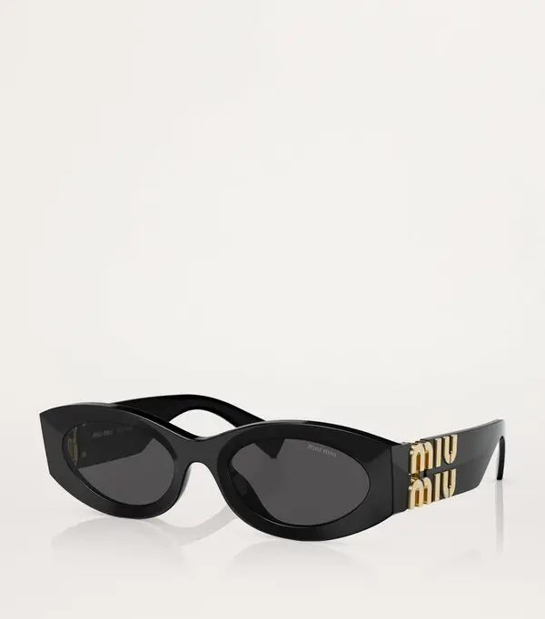 Miu Miu Acetate Oval Sunglasses - Black