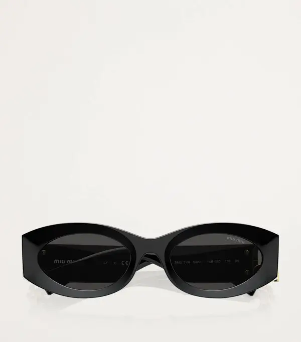 Miu Miu Acetate Oval Sunglasses - Black