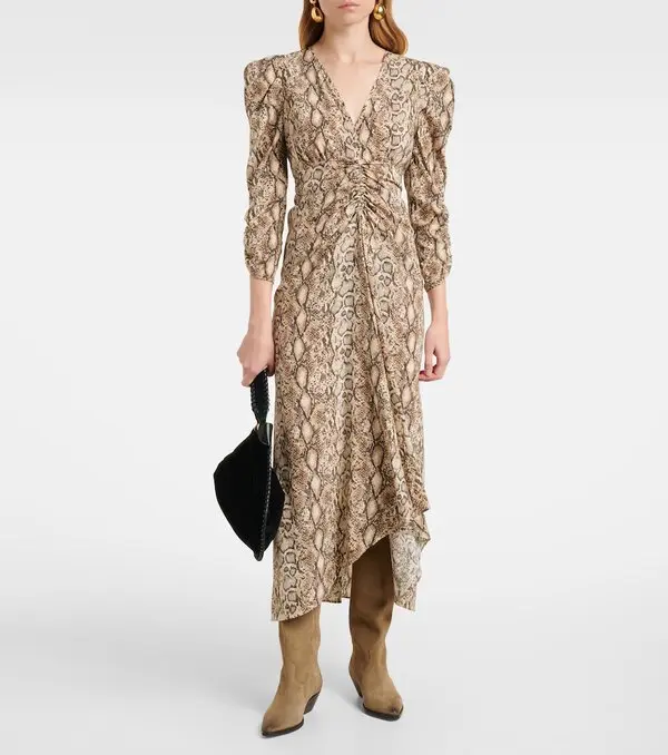 Isabel Marant Étoile Albini Printed Silk-blend Midi Dress - Multicoloured