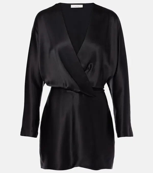 THE SEI Silk Satin Wrap Minidress