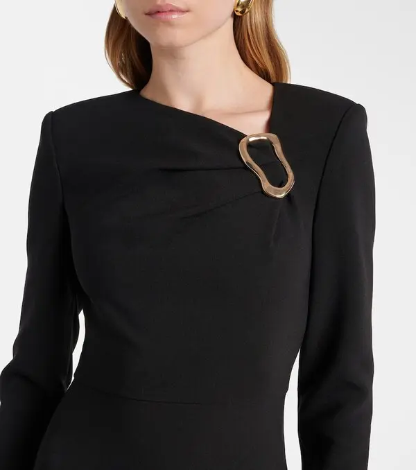 Roland Mouret Asymmetric Crepe Midi Dress - Black