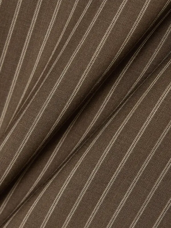 DEIJI STUDIOS Cropped Tie-detailed Pinstriped Wool Shirt
