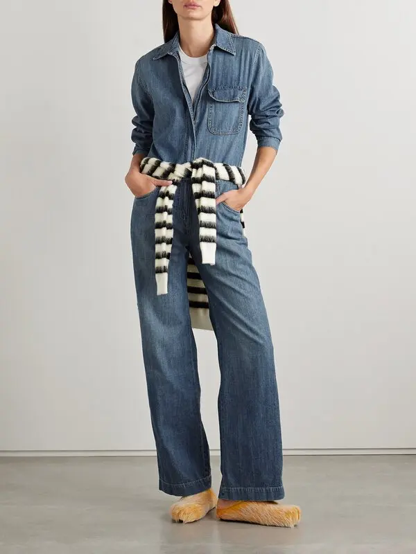 RIVET UTILITY Boyfriend Denim Jumpsuit - Blue