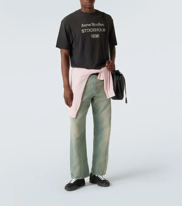 Acne Studios Logo-print Cotton-blend T-shirt - Black