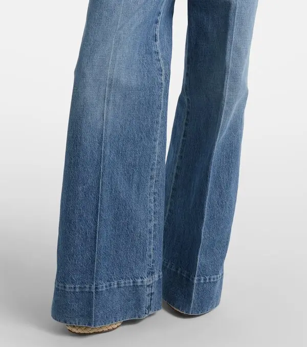 Bottega Veneta High-rise Wide-leg Jeans In Mid