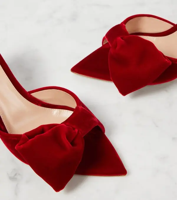 GIANVITO ROSSI 85 Velvet Mules With Bow Detailing