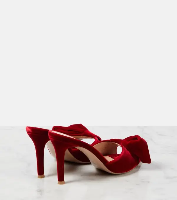 GIANVITO ROSSI 85 Velvet Mules With Bow Detailing