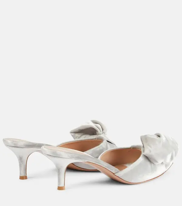 GIANVITO ROSSI 55 Bow-detail Velvet Mules