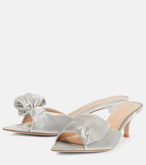 GIANVITO ROSSI 55 Bow-detail Velvet Mules