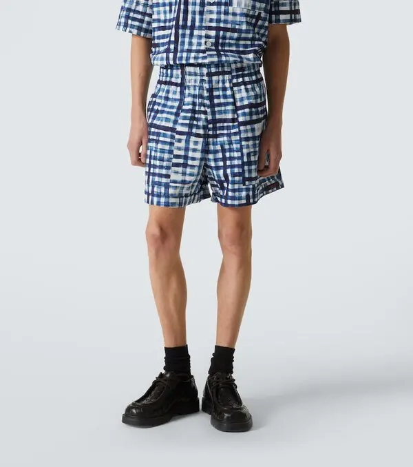 Bottega Veneta Gingham Cotton Bermuda Shorts