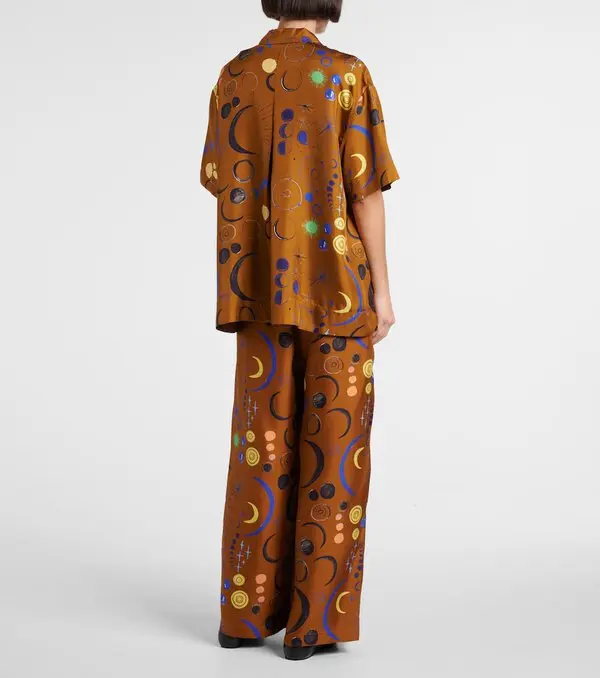 Asceno Montauk Printed Silk Twill Shirt - Brown