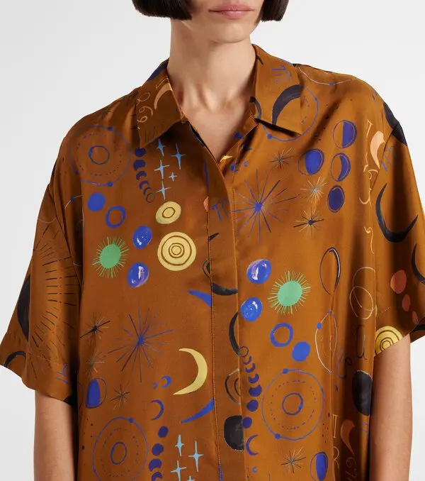 Asceno Montauk Printed Silk Twill Shirt - Brown