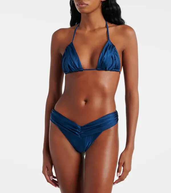 BANANHOT Jasmin Ruched Bikini Top - Blue