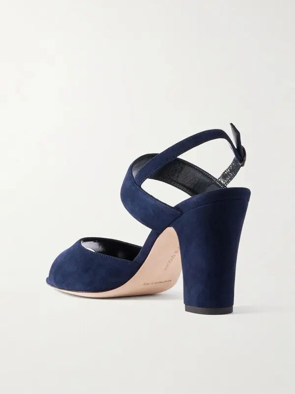 Manolo Blahnik Khiko Suede Slingback Sandals - Blue