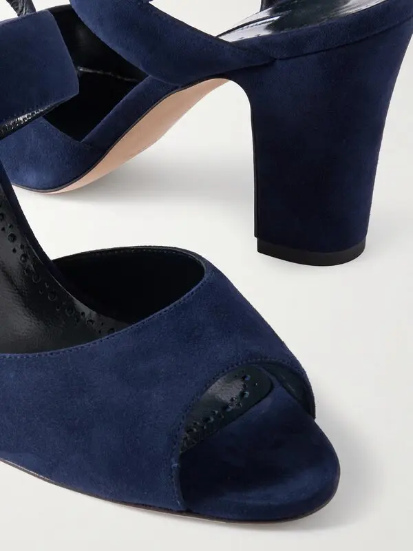 Manolo Blahnik Khiko Suede Slingback Sandals - Blue