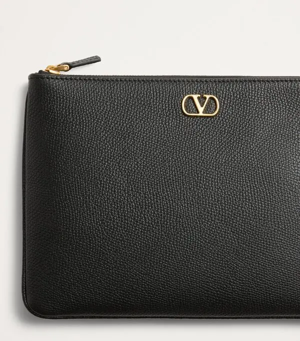 Valentino Garavani Medium Leather Vlogo Signature Pouch - Black