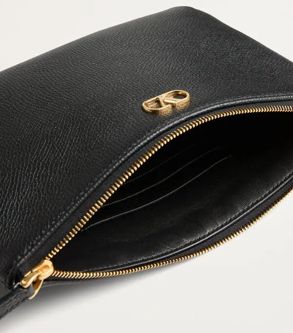 Valentino Garavani Medium Leather Vlogo Signature Pouch - Black